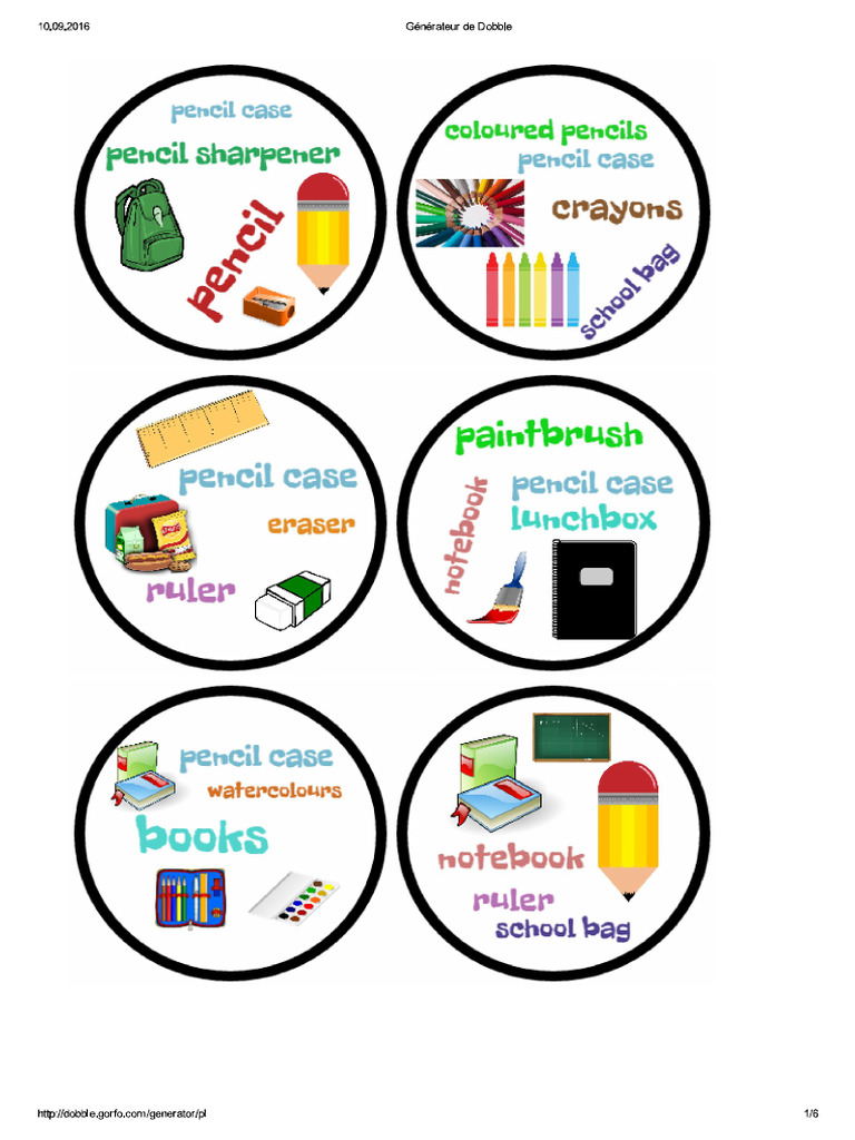 School Objects Dobble | PDF