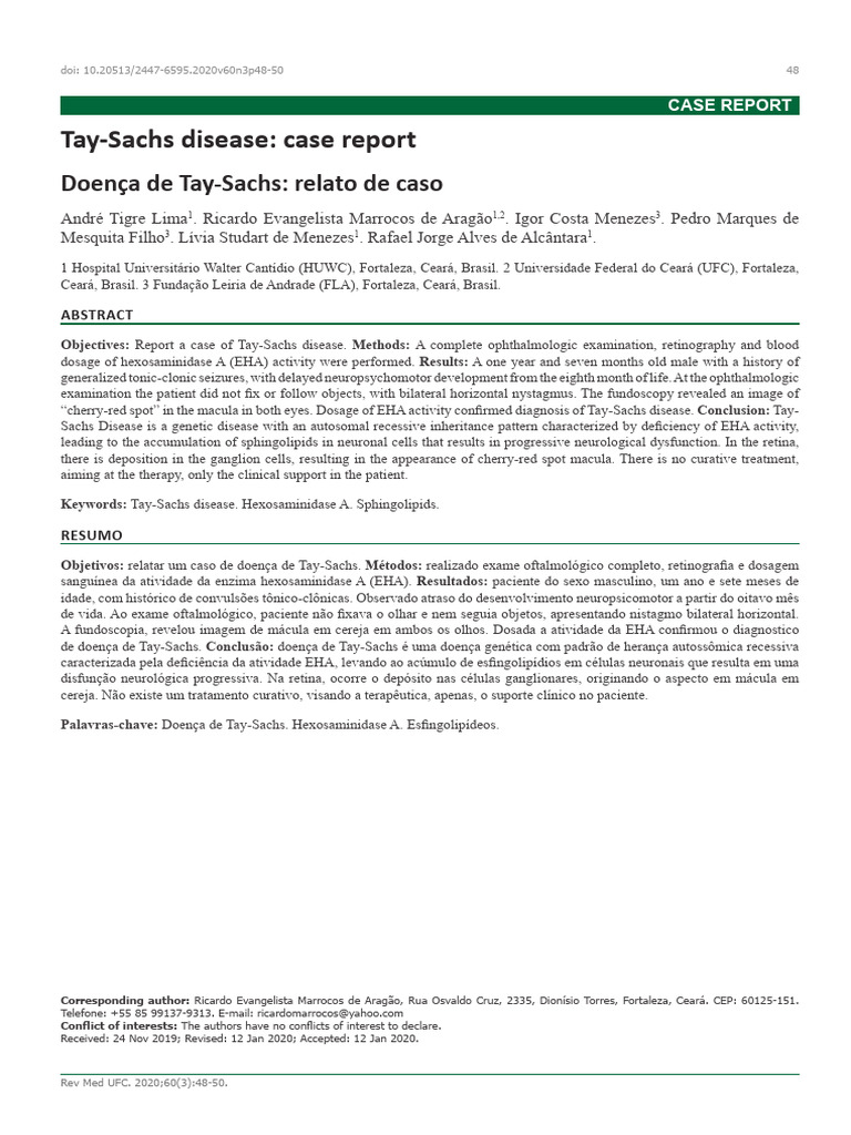 Tay-Sachs Disease Case Report | PDF | Diseases And Disorders | Medical ...