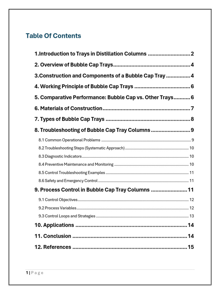 Overview of Bubble Cap Trays in Distillation | PDF | Distillation | Liquids