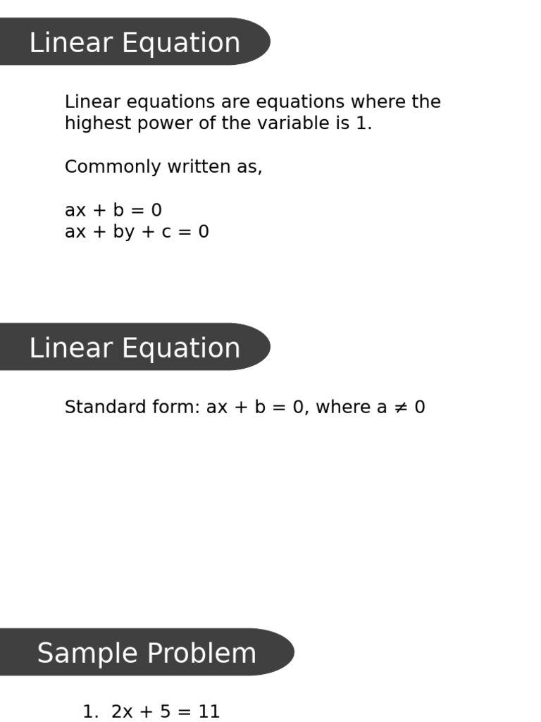 Linear Equations, System of Linear Equations, Methods of Solving | PDF