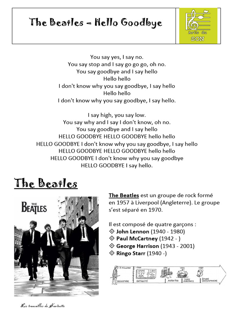 Hello Goodbye The Beatles | PDF
