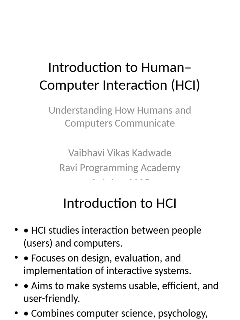 Introduction To HCI Presentation | PDF
