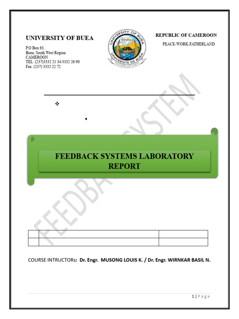 Feedbacks Systems Lab Report Pdf Control Theory Force
