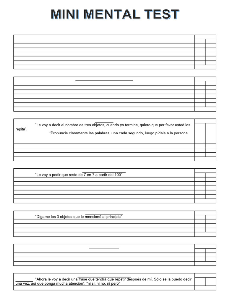 Test Mini Mental | PDF