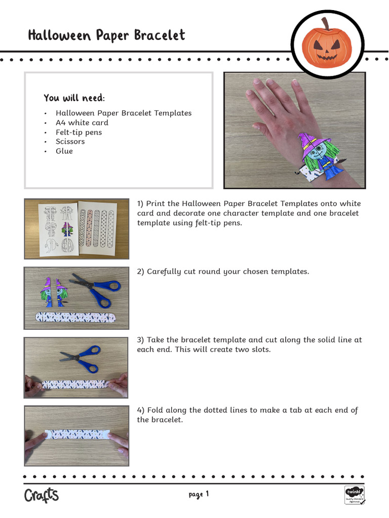 Halloween Paper Bracelet Craft Guide | PDF | Bracelet