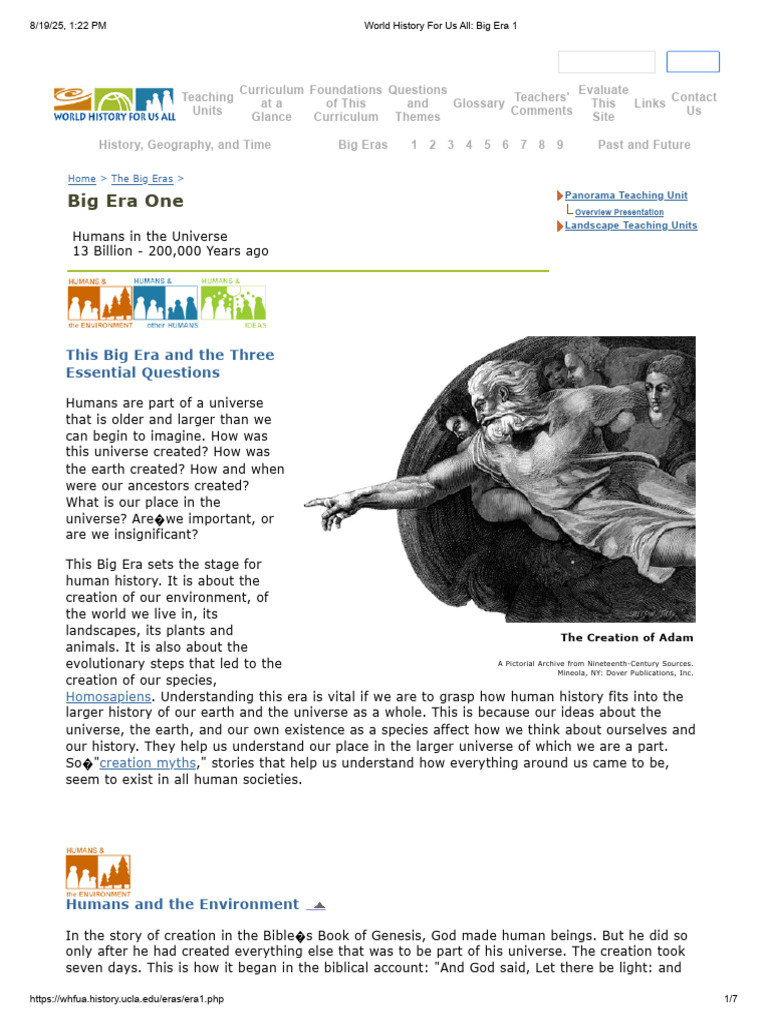 World History For Us All - Big Era 1 | PDF | Earth | Stars