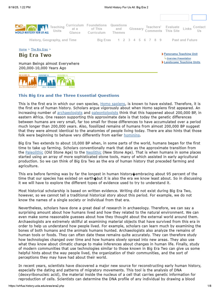 World History For Us All - Big Era 2 | PDF | Human | Hunter Gatherer