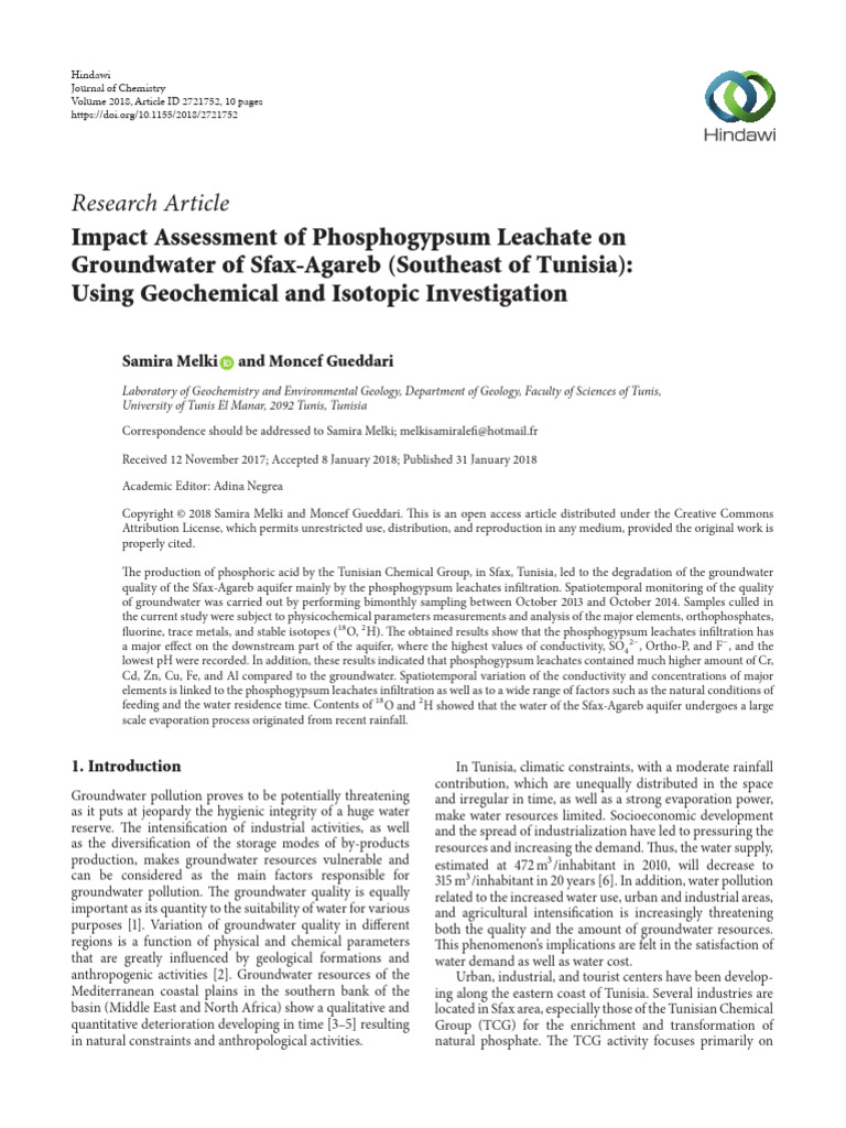 Phosphogypsum Impact on Sfax Aquifer | PDF | Groundwater | Water