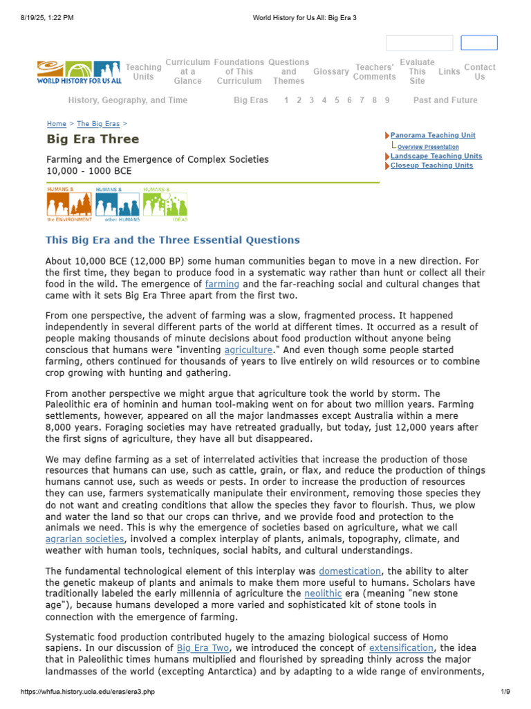 World History For Us All - Big Era 3 | PDF | Agriculture | Human