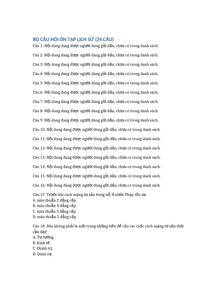 Bo 24 Cau Hoi Lich Su | PDF