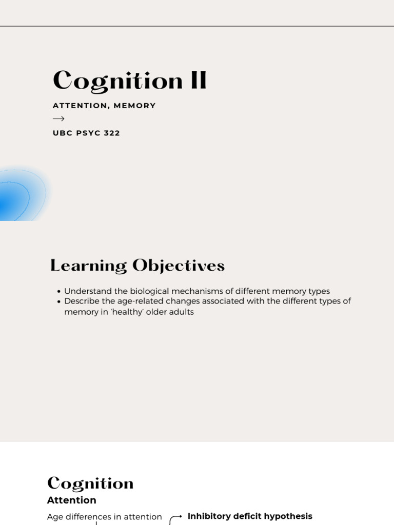 16 Ubc Psyc 322 - Cognition II | PDF | Memory | Attention