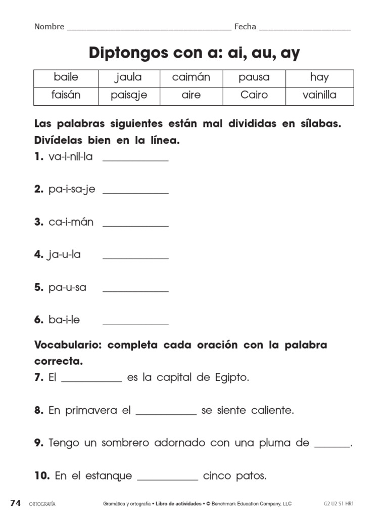 Diptongos Con A: Ai, Au, Ay | PDF