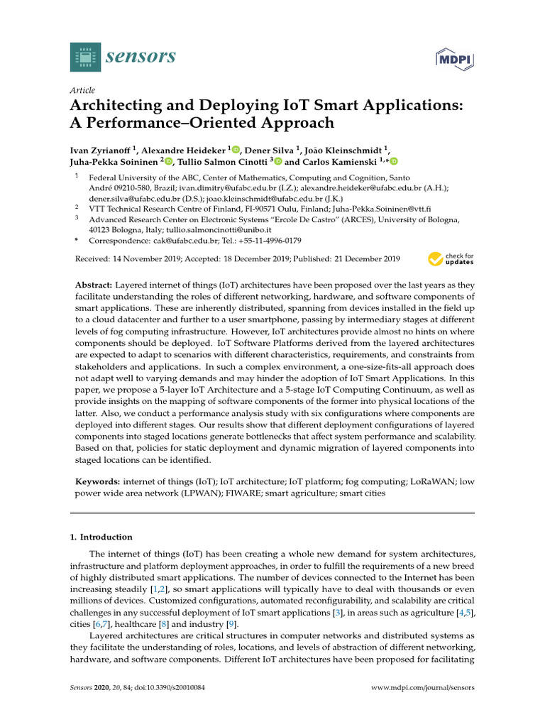 IoT Architecture for Smart Applications | PDF | Internet Of Things ...