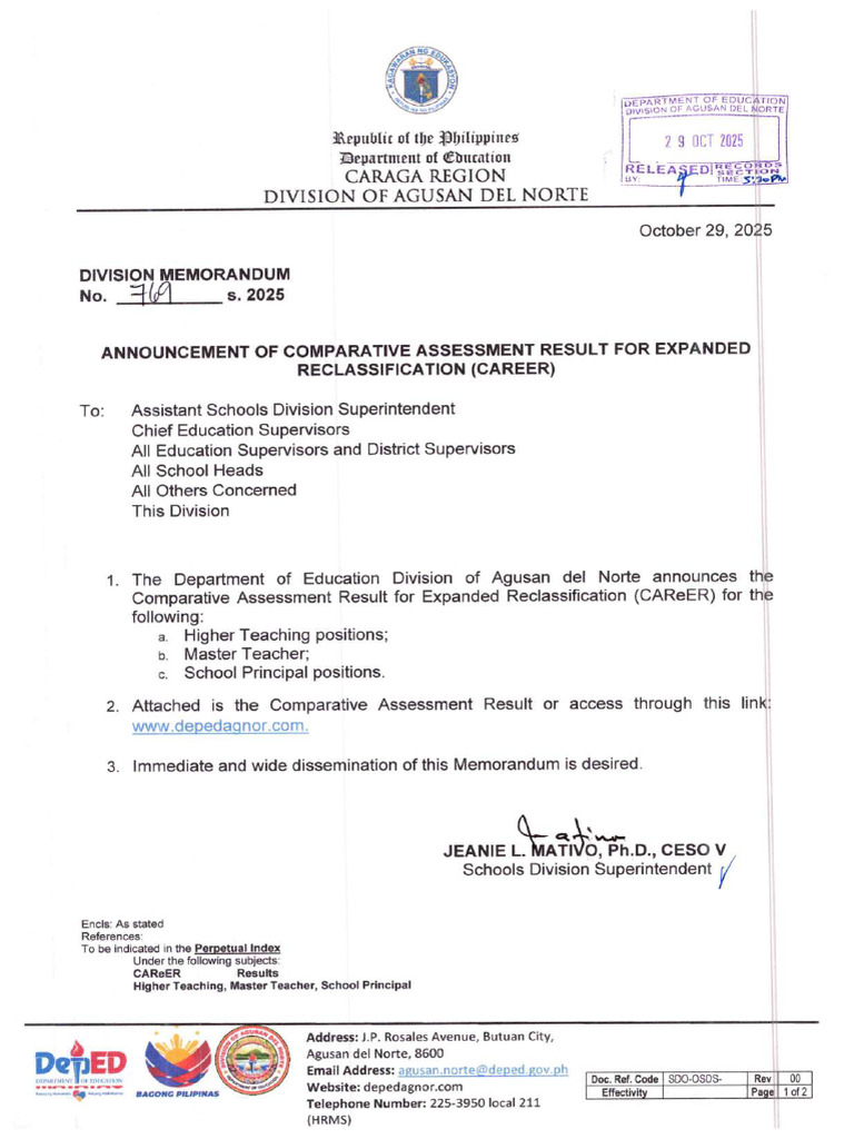 6901e29a145d5000164f07b2 - dm0769s2025 - Announcement of Comparative Assessment Result For ...