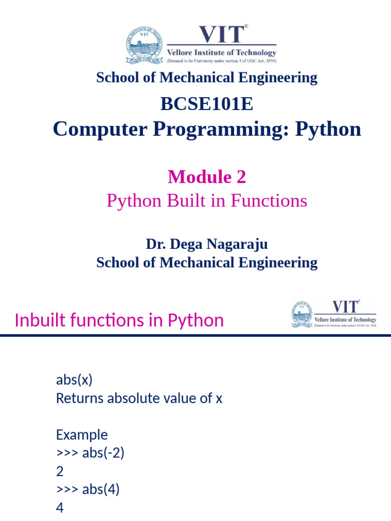Python Built in Functions-Dega Nagaraju | PDF | Trigonometric Functions ...