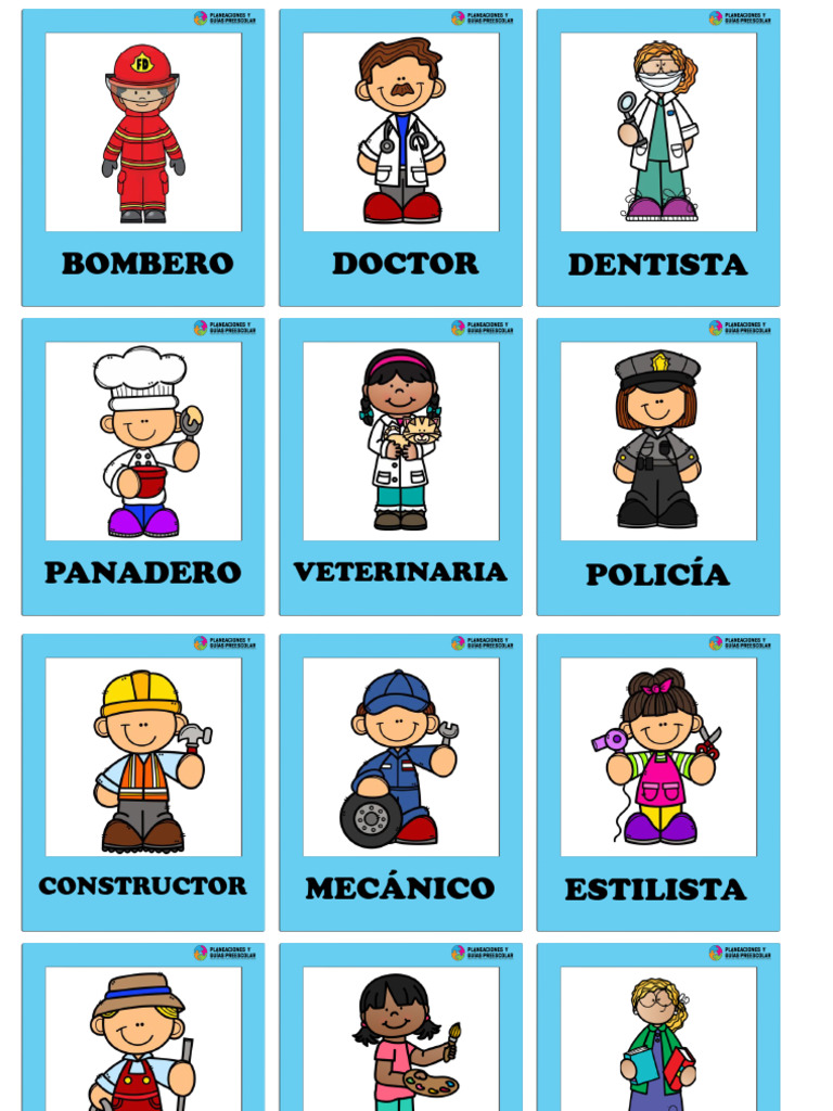 8.tarjetas de Las Profesiones Adivina Quién Soy | PDF
