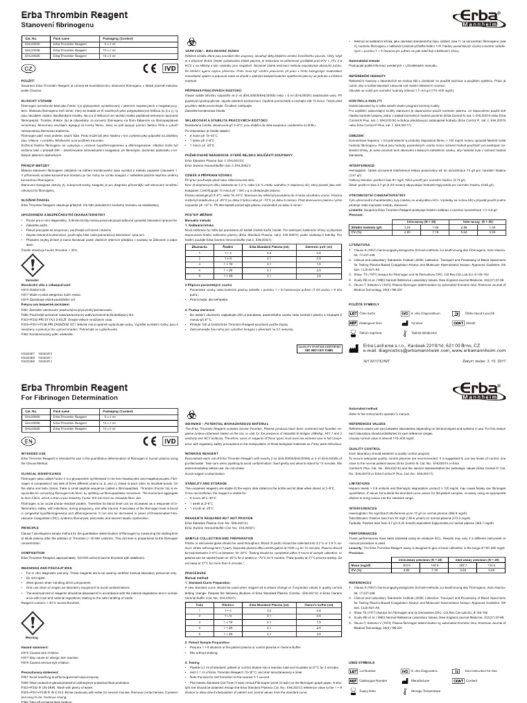 Erba Thrombin Reagent en CZ C | PDF