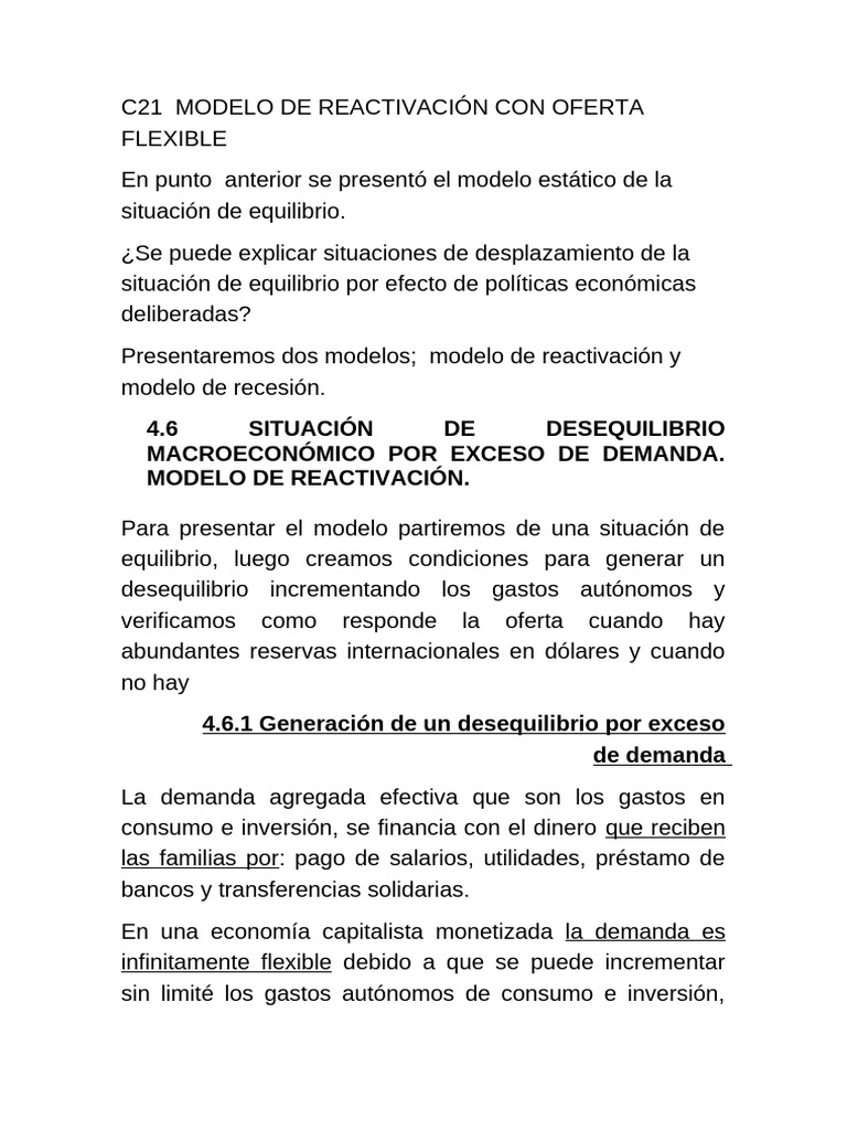 c21 Modelo de Reactivación | PDF | Macroeconómica | La demanda agregada