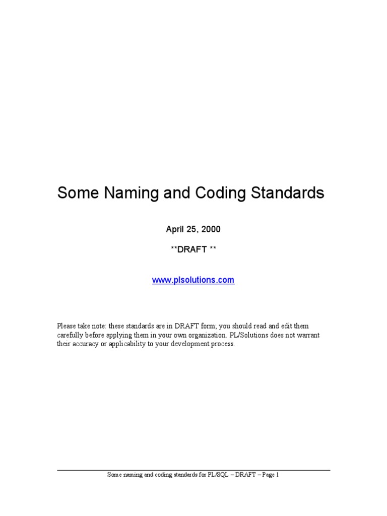 Some Naming And Coding Standards Pdf