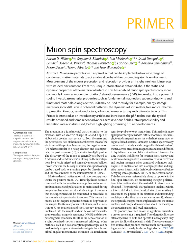 Muon Spin Spectroscopy Explained | PDF | Electron | Neutrino