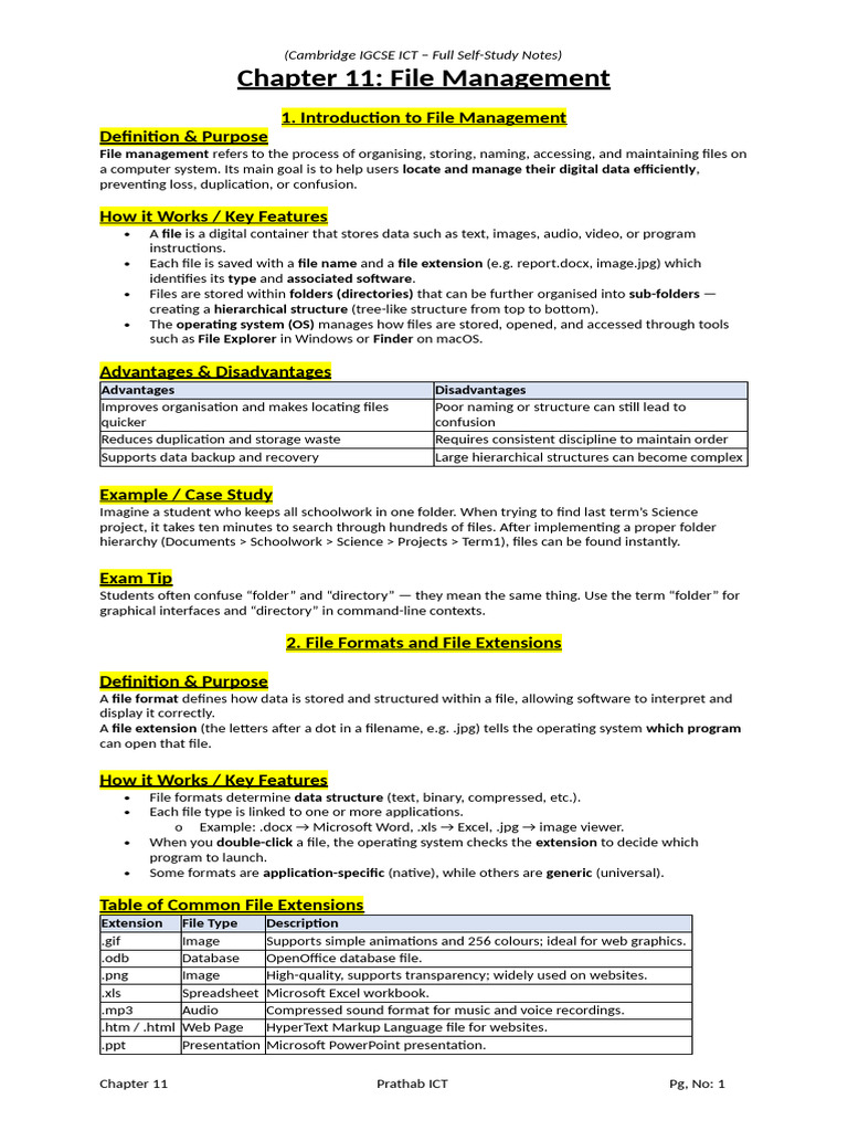 File Management Basics for IGCSE ICT | PDF | Data Compression ...