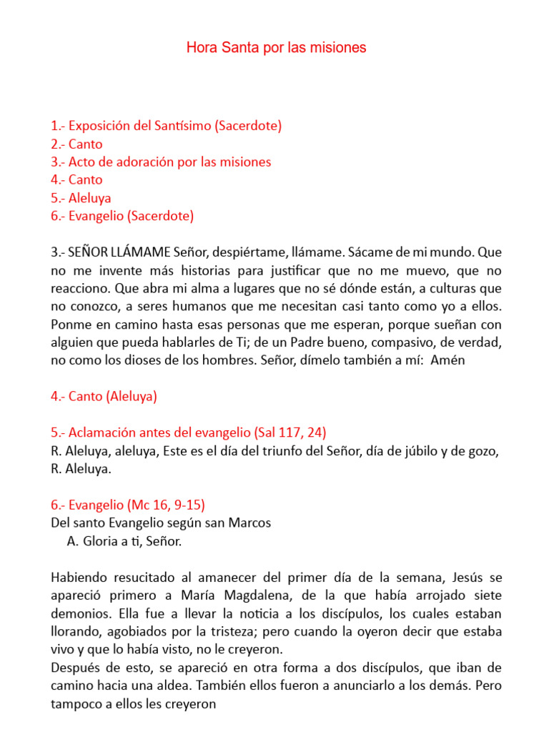 Hora Santa Por Las Misiones 4 | PDF | Cristo (título) | Amor