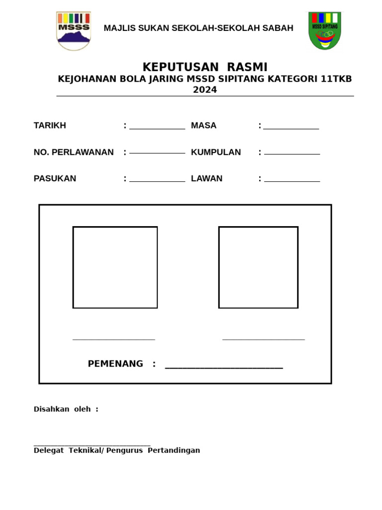 Borang Keputusan Rasmi | PDF