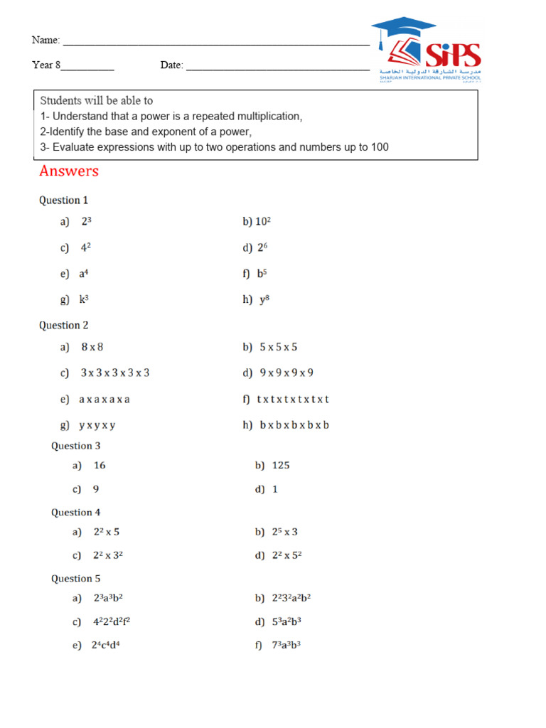 W3 - Y8-T1 - Lesson 1.3 and 1.4 Answer | PDF