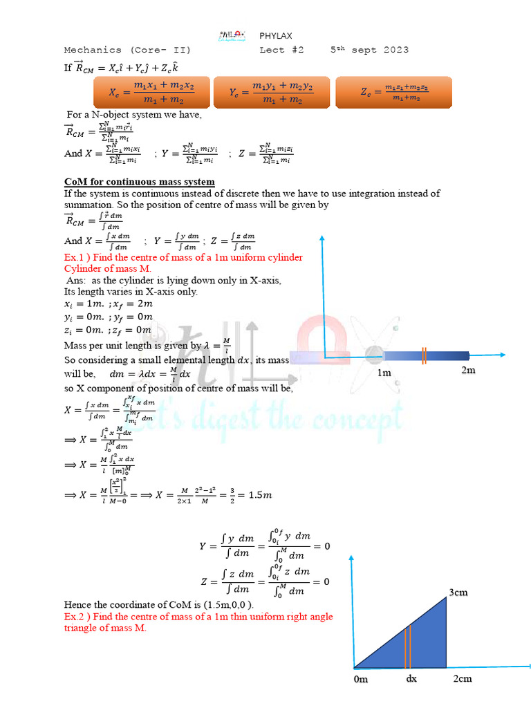 Center of Mass Mechanics Explained | PDF | Force | Momentum