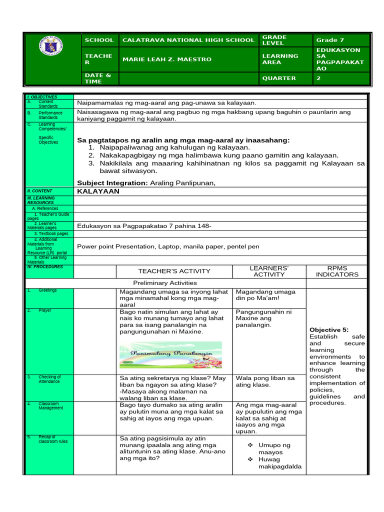 2nd Quarter LP - KALAYAAN ESP7 | PDF