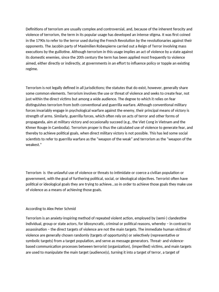 Understanding Terrorism: Definitions & Impact | PDF | Governance ...