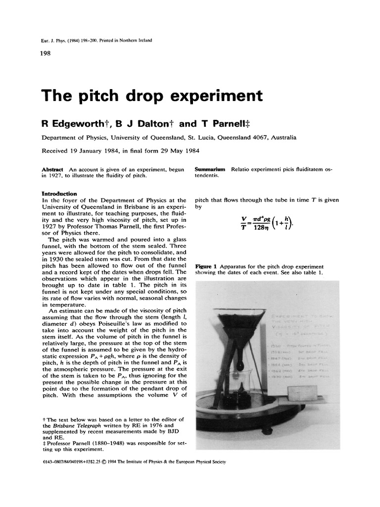 Outreach Pitch Drop Abstract | PDF | Viscosity | Applied And ...