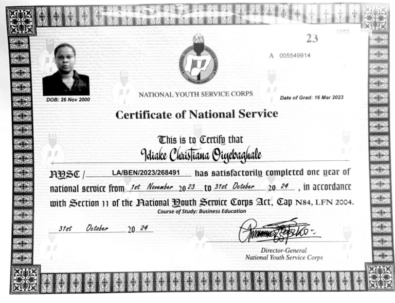 Nysc Cert | PDF