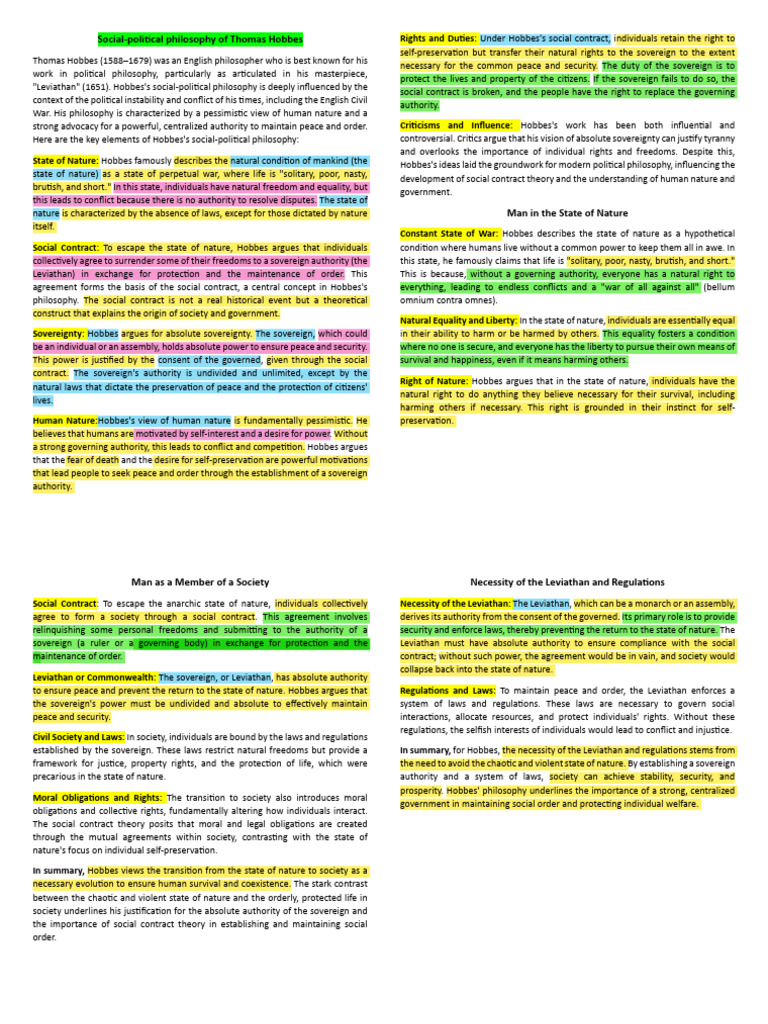 Socio Political Philosophy of Thomas Hobbes and John Locke | PDF ...