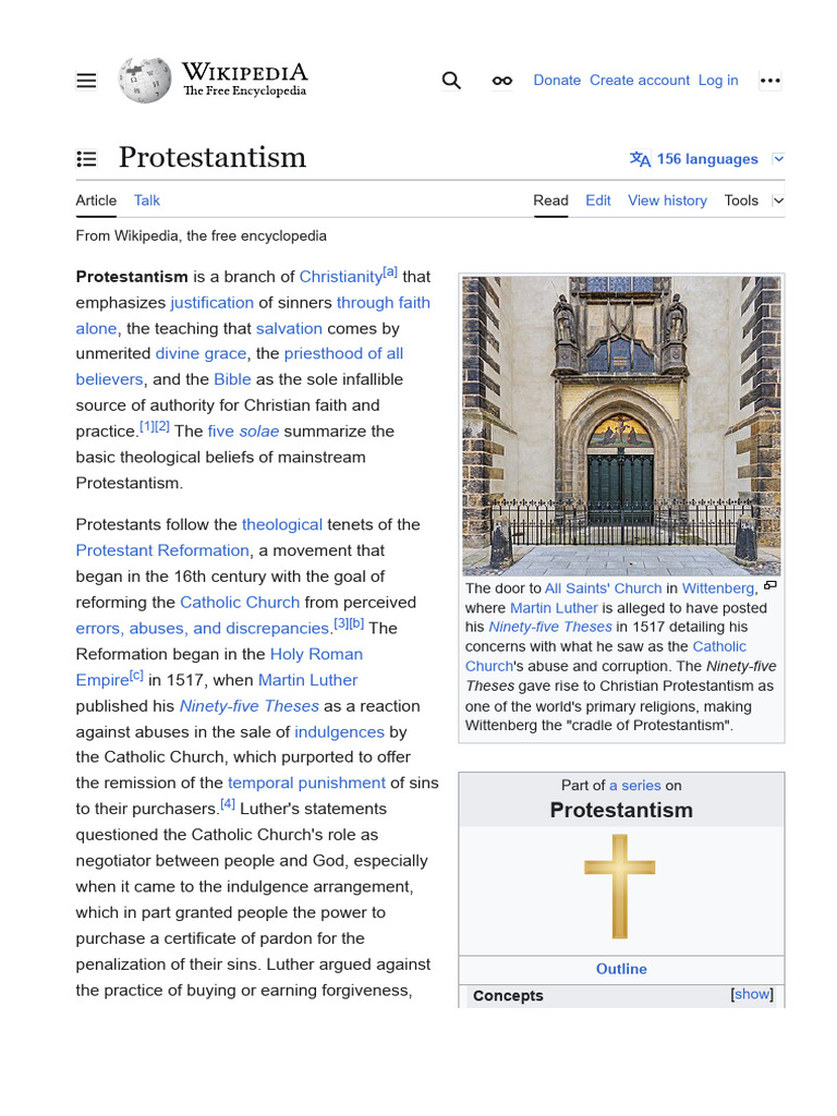 En Wikipedia Org Wiki Protestantism... | PDF | Protestantism | Sola Fide