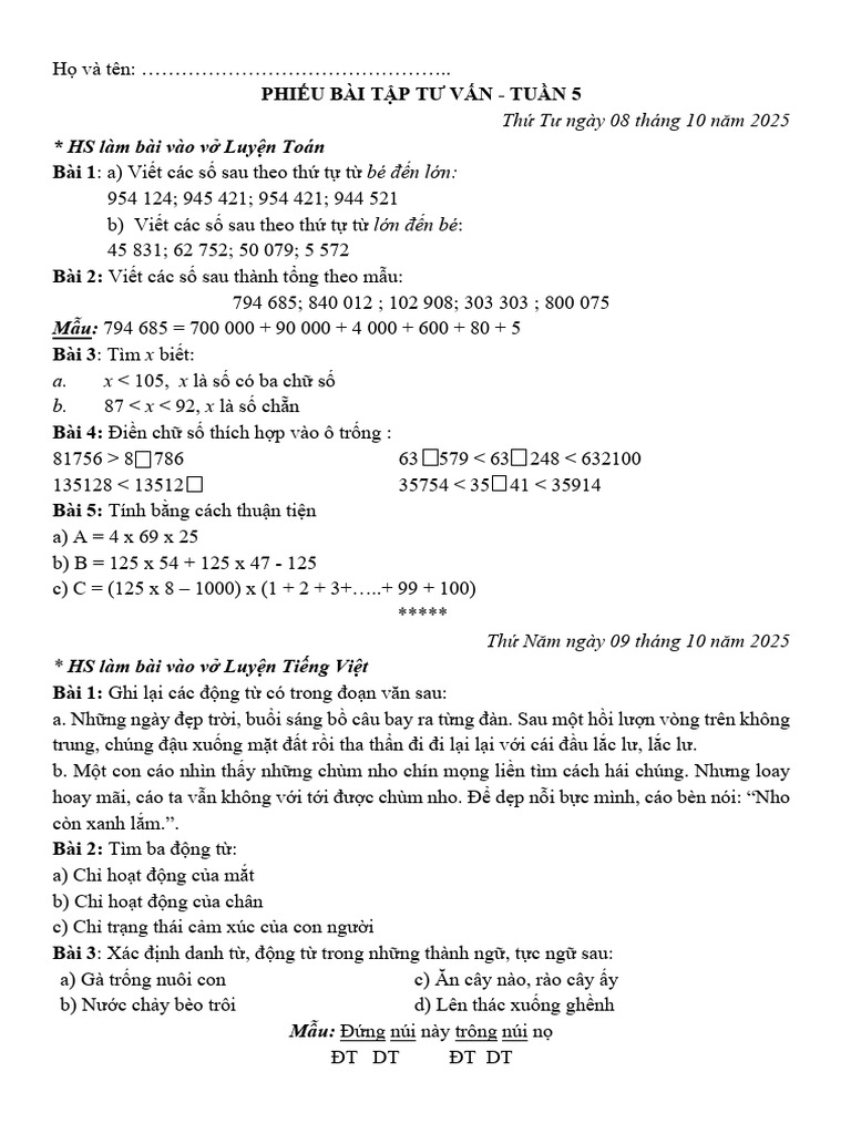 BT Tư Vấn - Tuần 5 | PDF