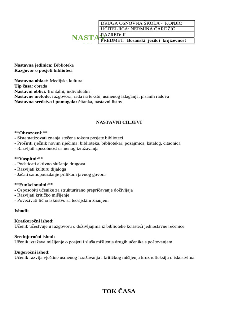 Medijska Kultura, Biblioteka Razgovor o Posjeti Biblioteci | PDF