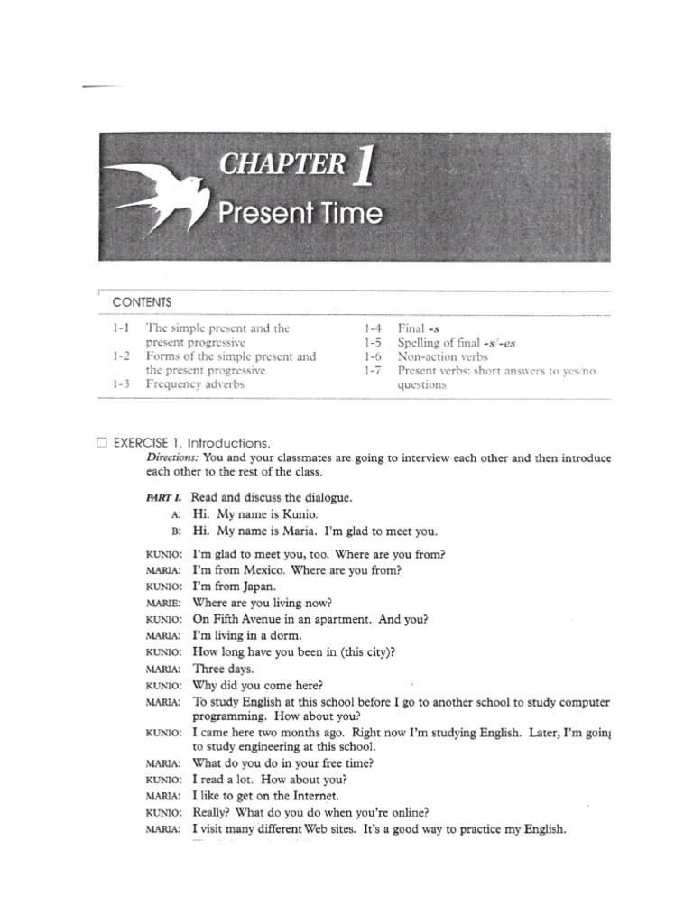 ESL Present Time Chapter 1 | PDF