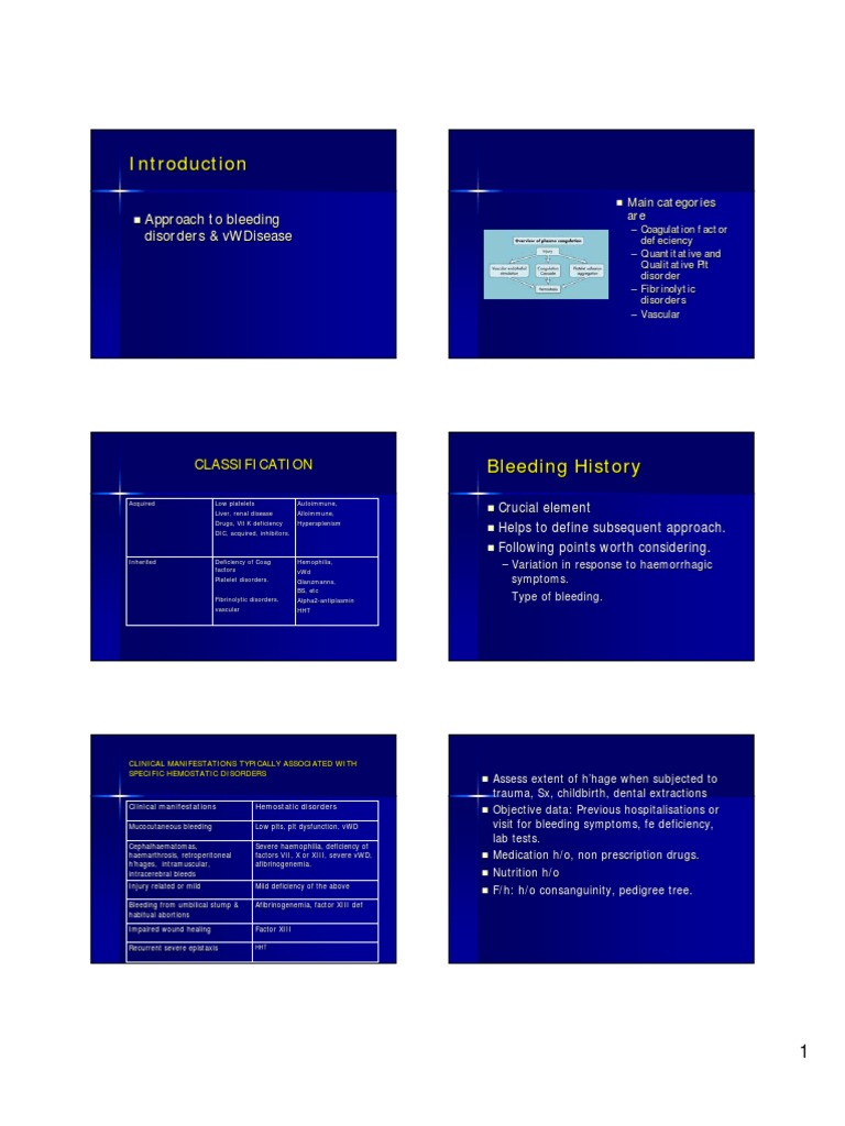 Approach To Bleeding Disorders & Vwdisease | PDF