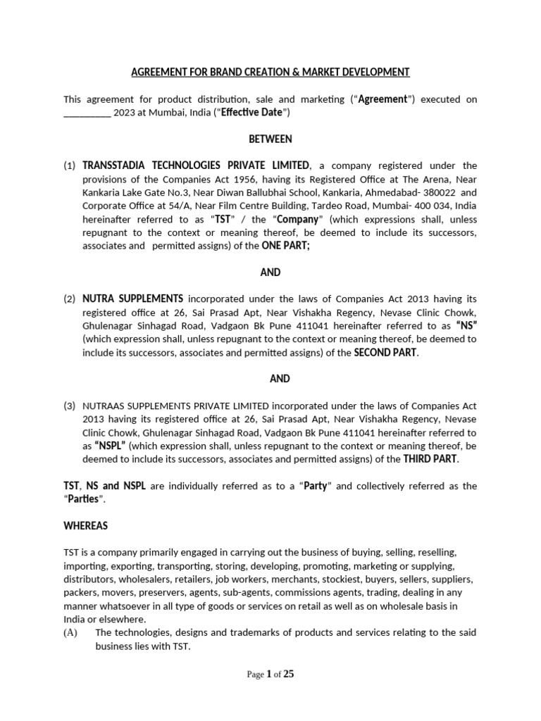 Agreement For Brand Creation and Market Develpoment Clean Copy 01022023 ...