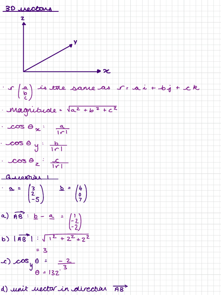 3D Vectors Notes | PDF