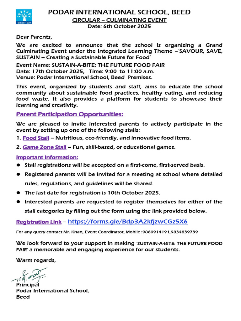 Culminating Event Circular | PDF