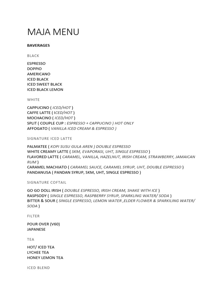 MAJA MENU | PDF