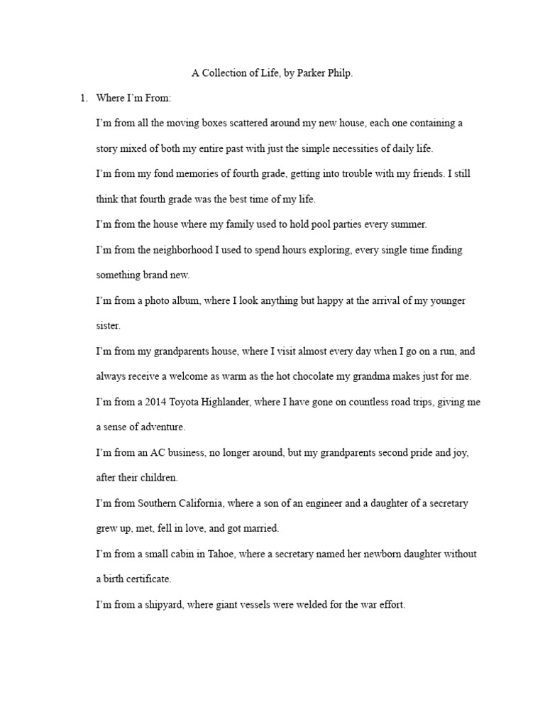 English Memoir Sample-High School | PDF