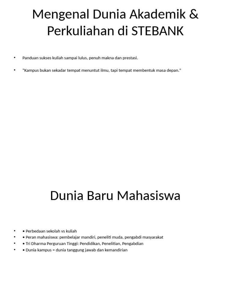 Materi Keakademikan STEBANK MPKMB 2025 | PDF