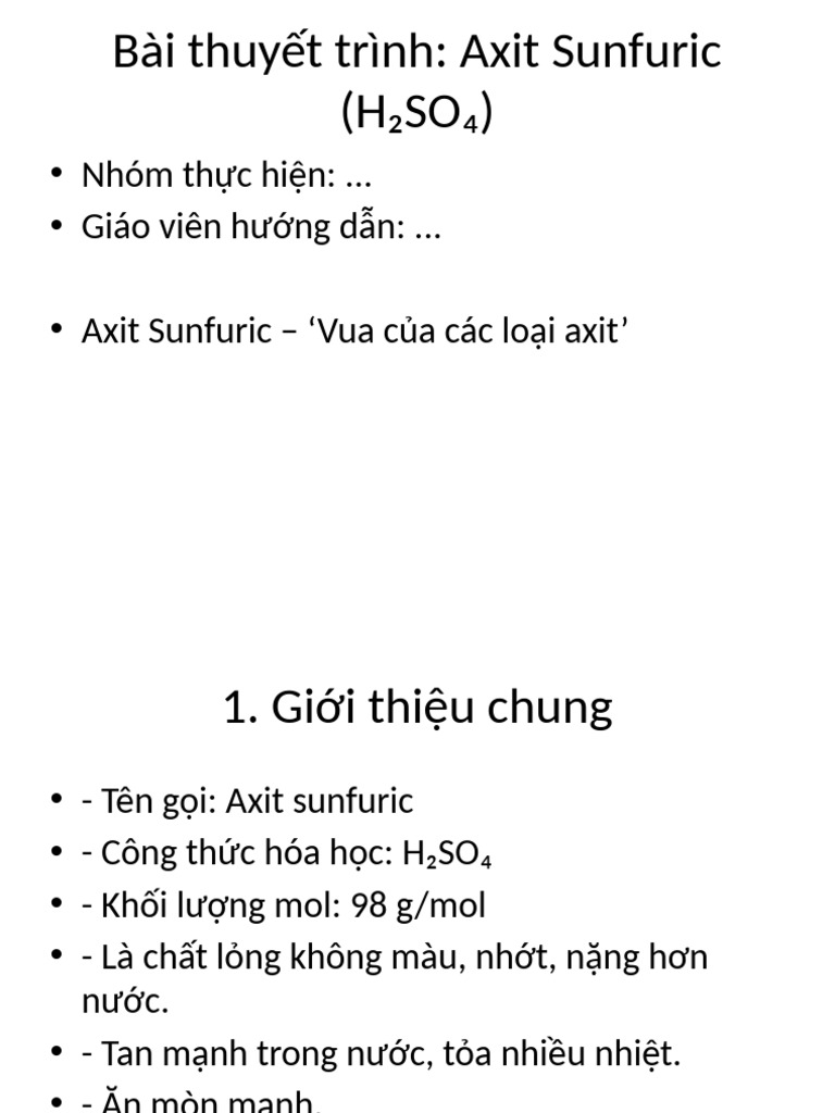 Bai Thuyet Trinh Axit Sunfuric | PDF