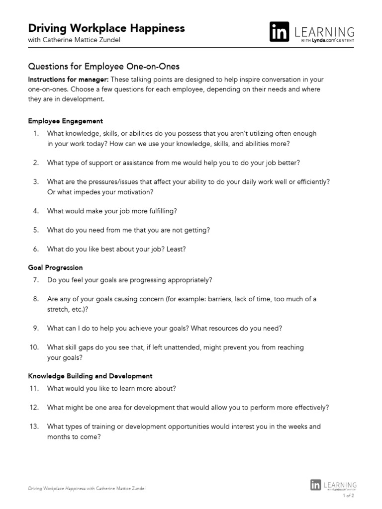 Employee One-on-One Discussion Guide | PDF