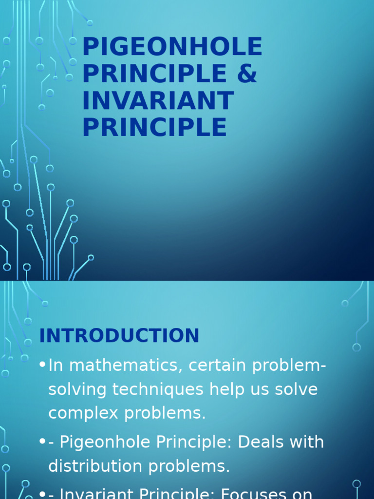 Pigeonhole & Invariant Principles Explained | PDF | Mathematics