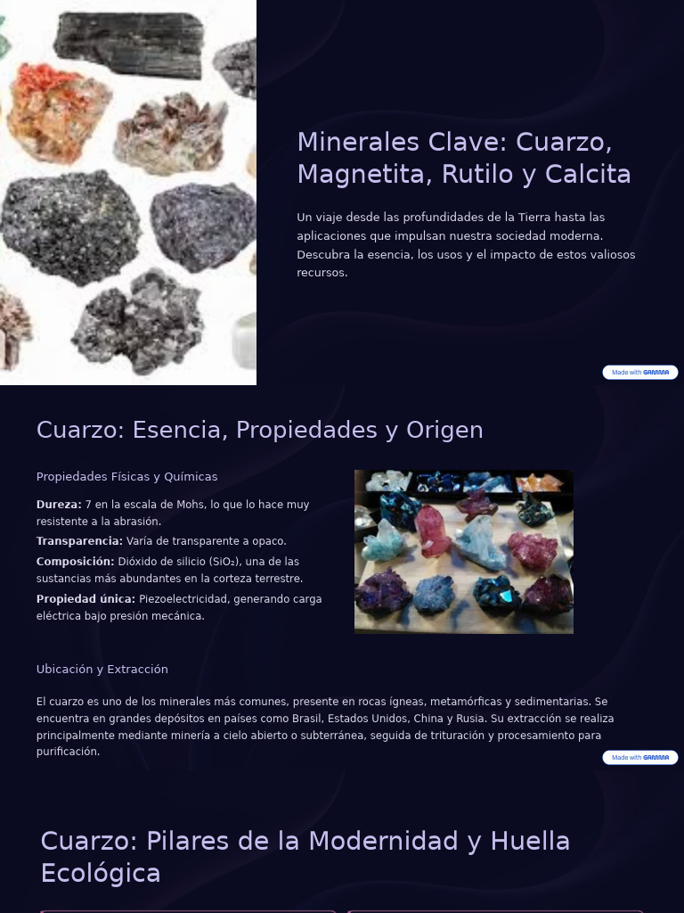 Minerales Clave Cuarzo Magnetita Rutilo y Calcita | PDF | Cuarzo ...