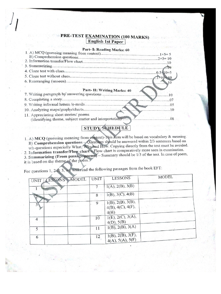 English Pre-Test Suggestions | PDF
